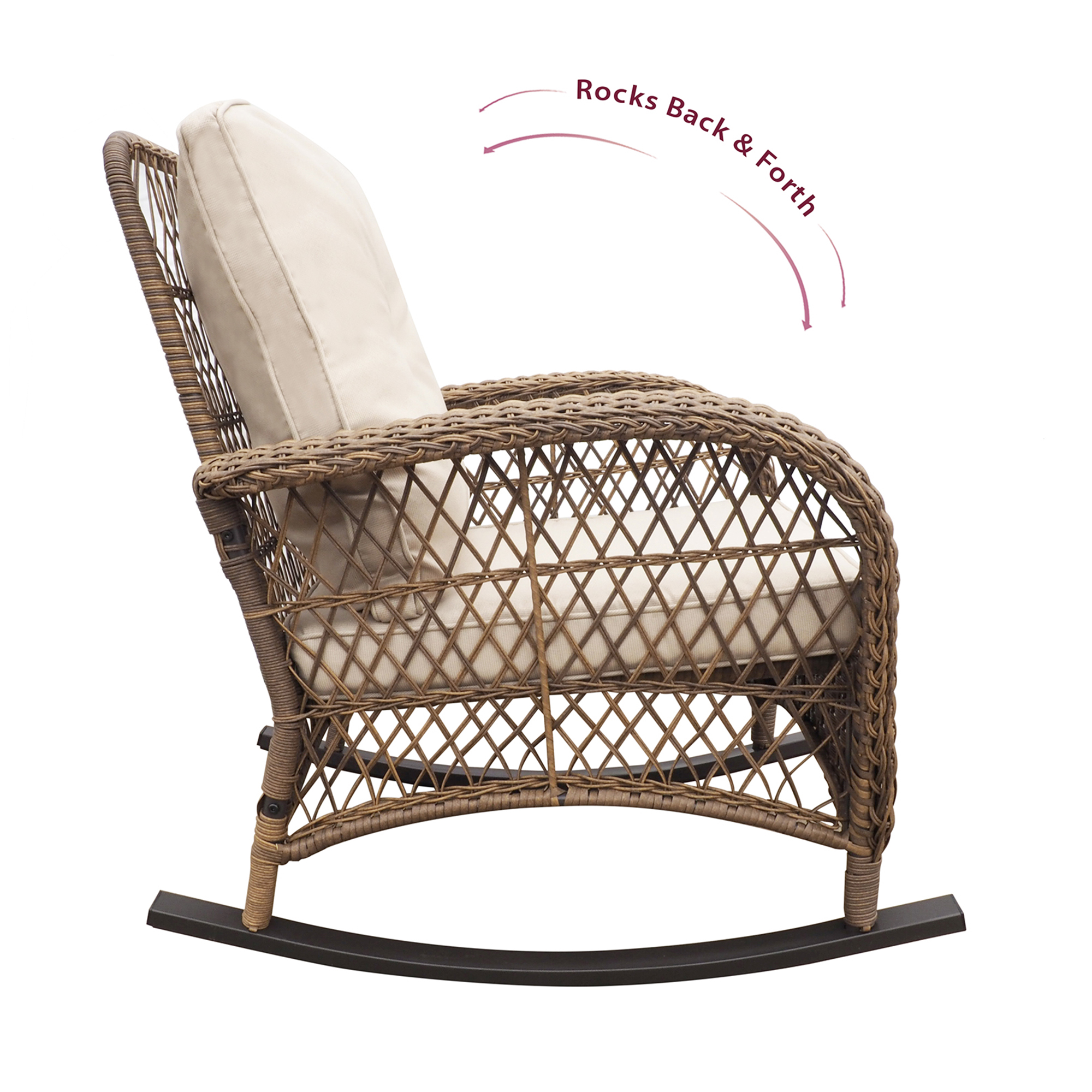 ATR ART to REAL Outdoor Proch Rocking Chair, Wicker Rocker Chair with ...